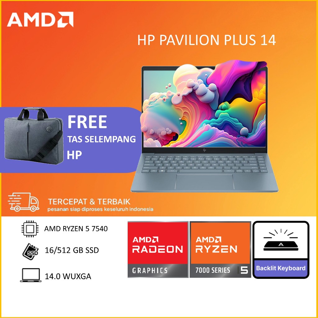 Jual HP PAVILION PLUS 14 RYZEN 5 7540 16GB 512GB W11+OHS 14.0 WUXGA ...