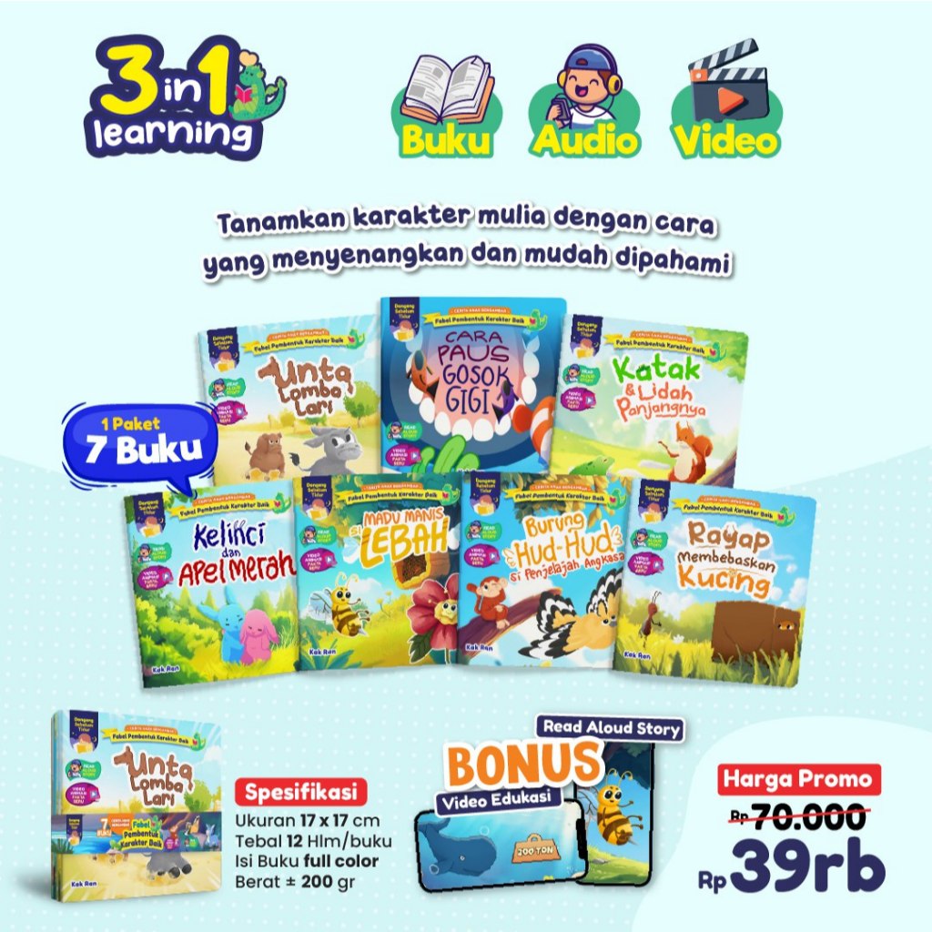 Jual PAKET 7 BUKU Fabel Pembentuk Karakter Baik Cerita Anak Bergambar ...