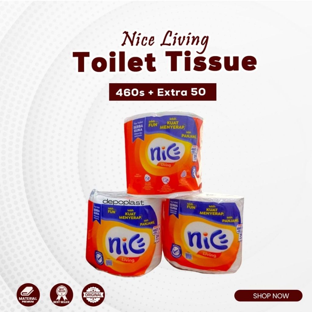 Jual Nice Living Tissue Toilet Emboss Tisu Gulung 1 Roll 460 + Extra 50 ...