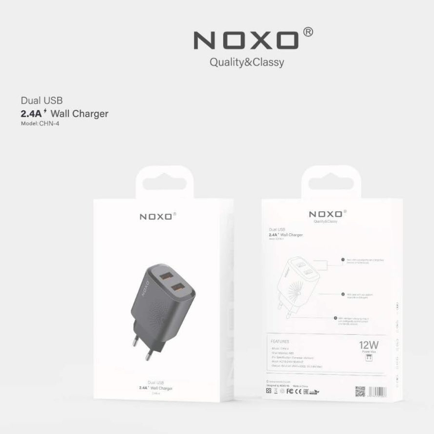 Jual NOXO Adaptor Charger 2.4A Dual Port USB Travel Charger CHN-4 ...