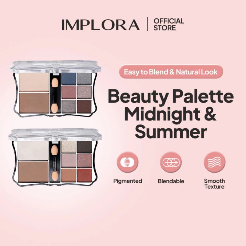 Jual Implora Beauty Palette Midnight & Summer || Eyeshadow Palette ...