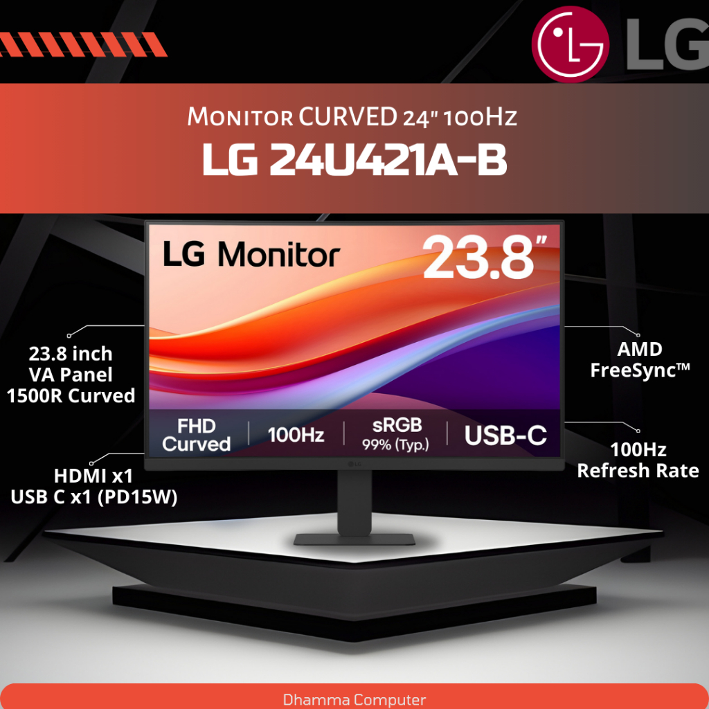 Jual Monitor LG 24" Inch Curved 24U421A-B FHD VA HDMI USB-C Borderless ...