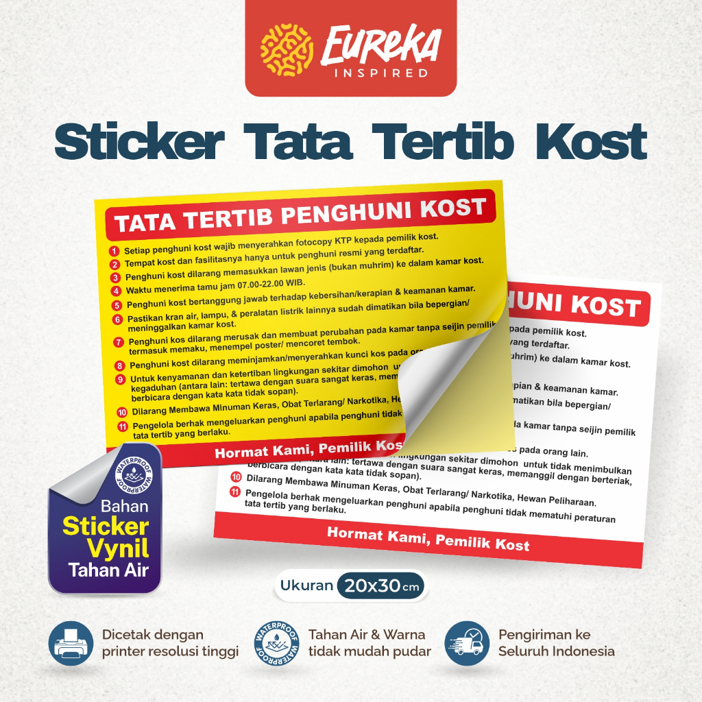 Jual Sticker Tata Tertib Penghuni Kost | Shopee Indonesia