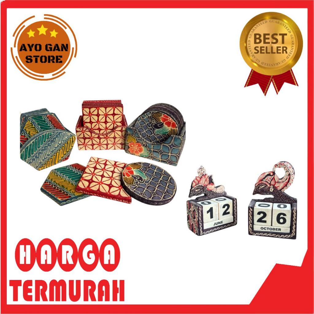 Jual Tatakan Gelas Kayu Coaster Kayu Batik dan Kalender Wayang Kayu ...
