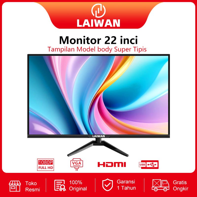 Jual 【LAIWAN】 Monitor PC 24/22 Inci Full HD 2K Resolusi Tinggi, 75Hz ...
