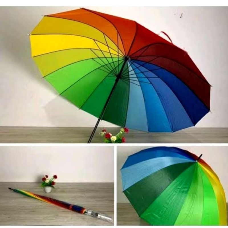 Jual Payung Besar Pelangi Anti Karat - Payung Jumbo Kuat Tebal Hujan ...