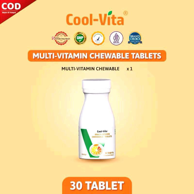 Jual Cool-Vita Multi-Vitamin Chewable Tablet Rasa Orange (30 Tablet ...