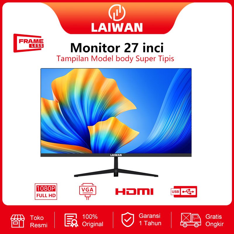 Jual 【LAIWAN】 Monitor LED 27" Frameless Layar Monitor Komputer ...