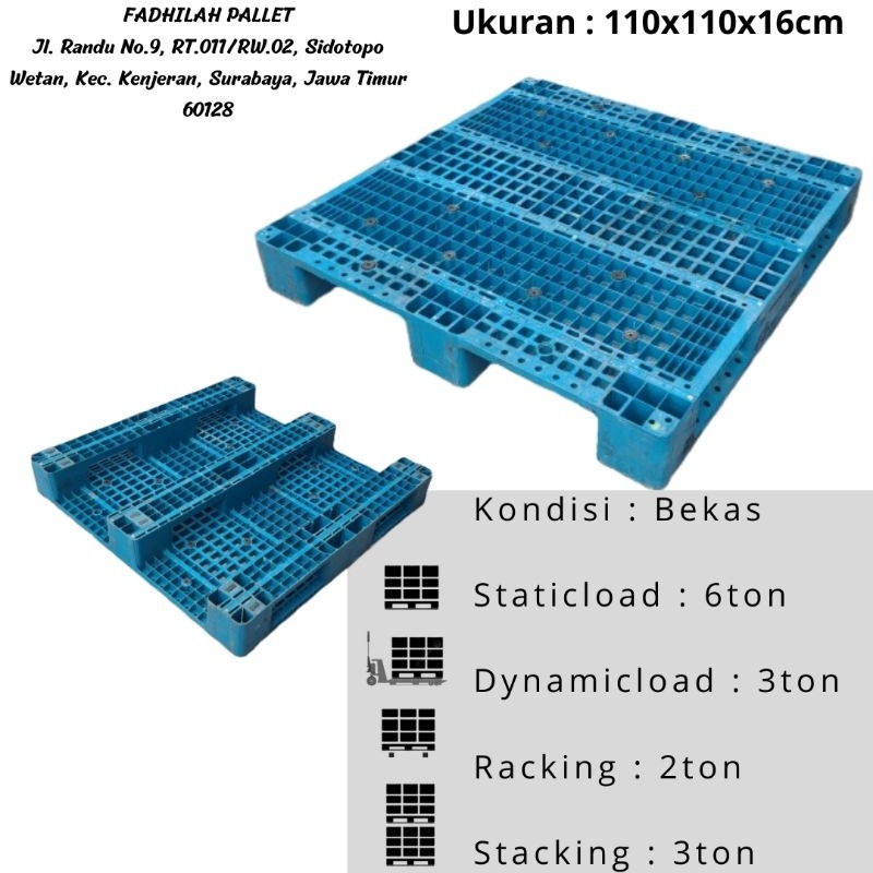 Jual PALLET PLASTIK BEKAS UK 110X110X15CM PALET PLASTIK TATAKAN BARANG GUDANG INDUSTRI ...