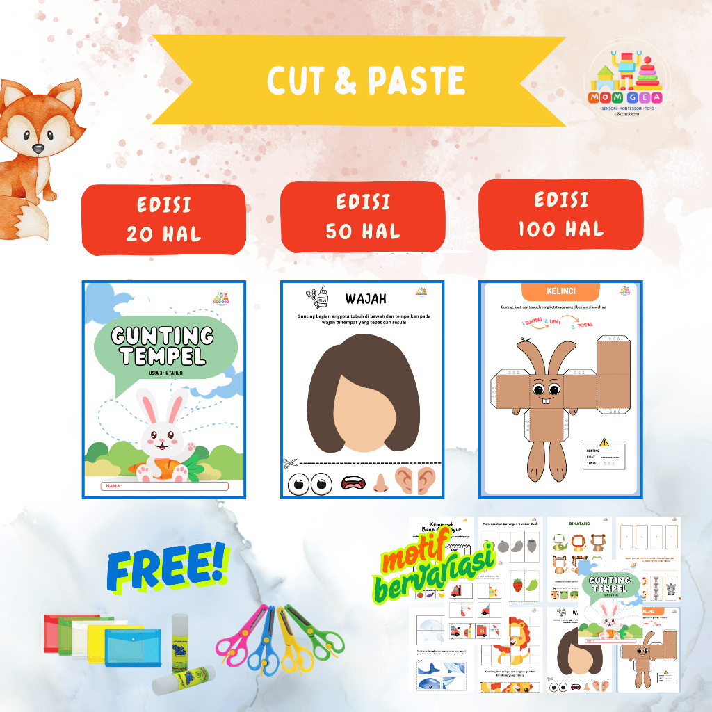 Jual Worksheet Gunting Tempel Anak PAUD TK | Aktivitas Edukatif ...