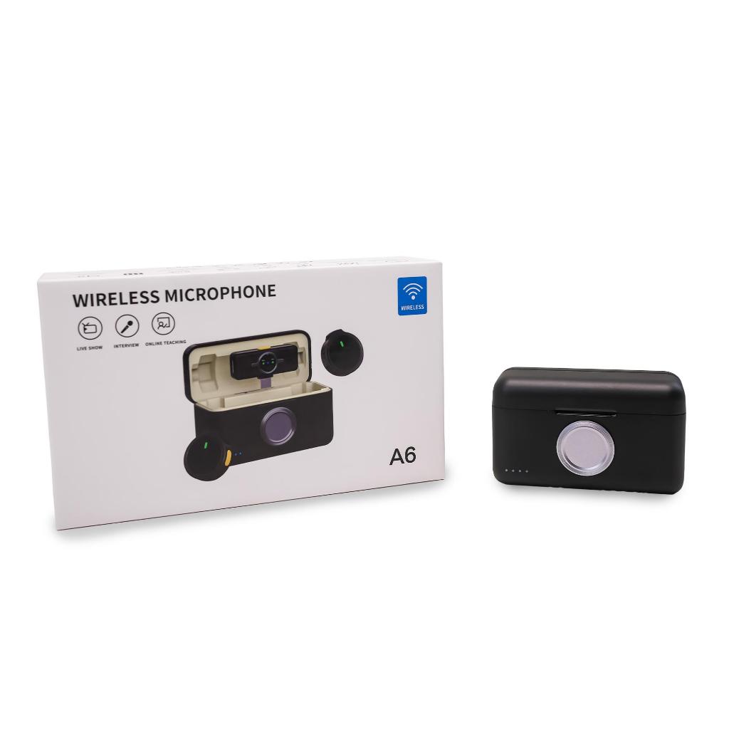 Jual A6 Wireless Microphone 2-In-1 Clip On Mic Magnetic Mikrofon HP ...