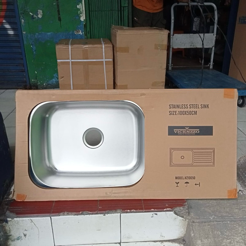 Jual Kitchen sink stainless vicenzo ukuran 100 x 50 x 20 cm / bak cuci ...