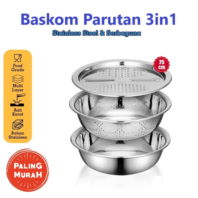 Jual Chocoberry7 Baskom Parutan Set 3 In 1 Stainless - Parutan ...
