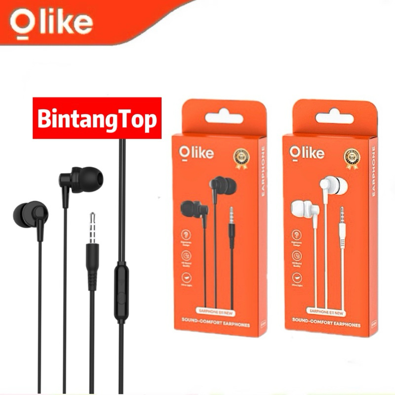 Jual Earphones OLIKE E11 NEW / headset handsfree earphones OLIKE E11 NEW super bass with mic ...