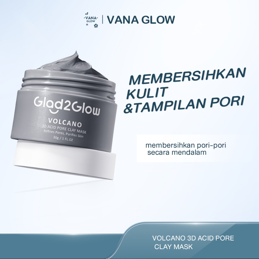 Jual Glad2Glow Volcano 3D Acid Pore Clay Mask Masker Wajah Masker Glad2Glow Masker Komedo Dan ...