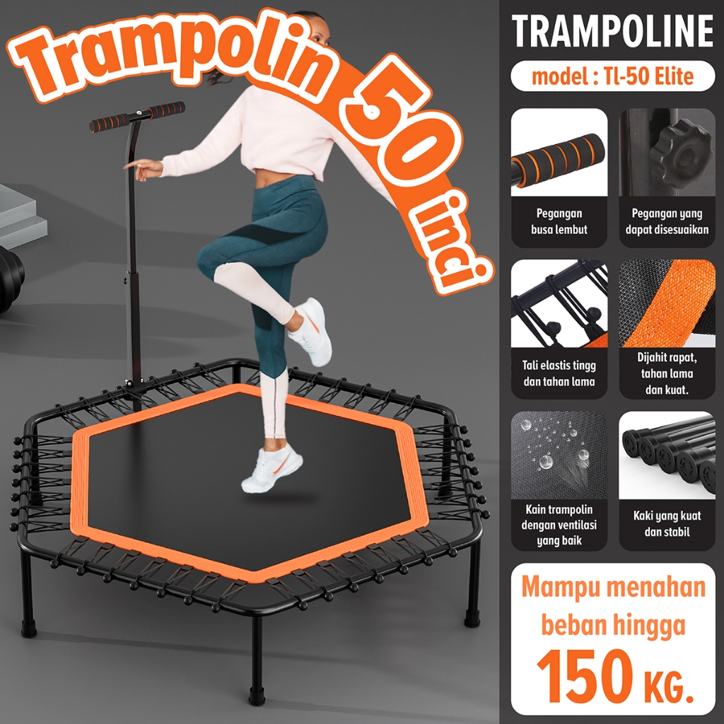 Jual BG SPORT Trampoline Alat Olahraga Lompat 50 Inch Kuat Hingga 150KG ...