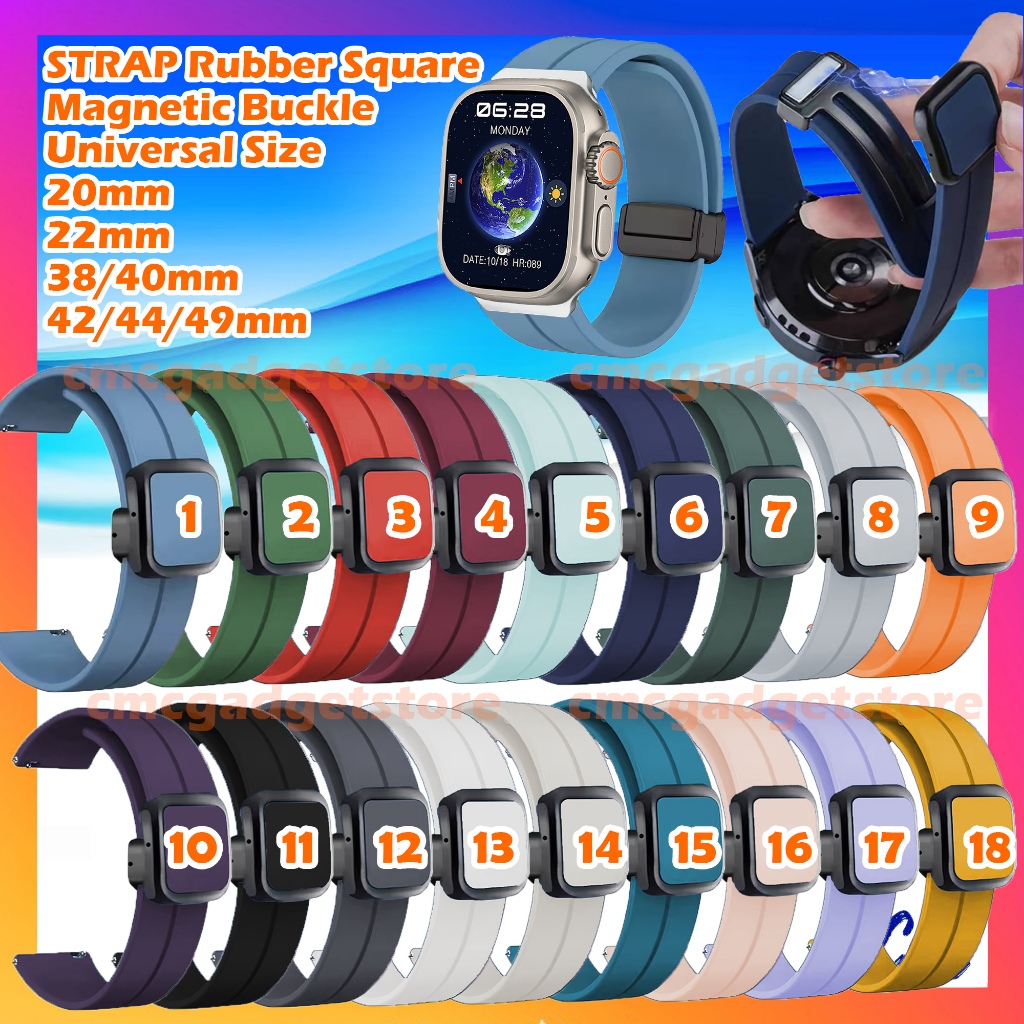 Jual Strap Smartwatch RUBBER SQUARE MAGNETIC CMC Universal Tali Jam ...