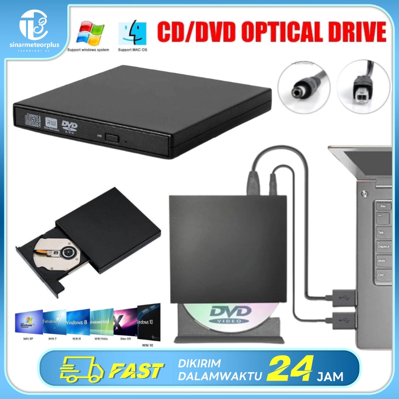Jual CD ROM Drive External DVD Drive Slim Portable Optical Drive Writer ...