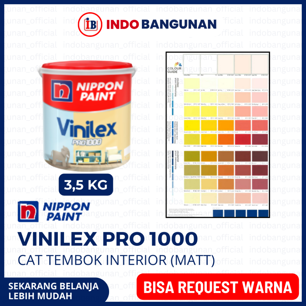 Jual CAT TEMBOK INTERIOR MURAH VINILEX PRO 4,5KG / BISA REQUEST CUSTOM ...