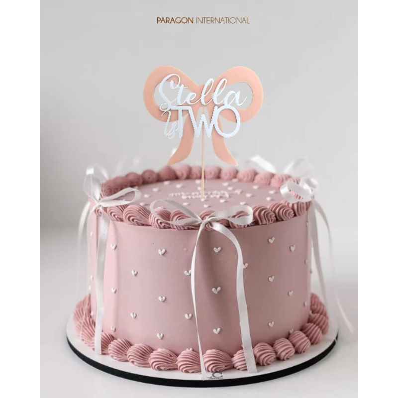 Jual Topper Kue Model Pita Estetik Ulang Tahun Anak Akrilik Soft Pink ...