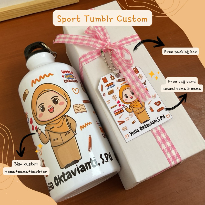 Jual Tumbler Sport Custom/Hampers botol custom nama/botol minum custom ...