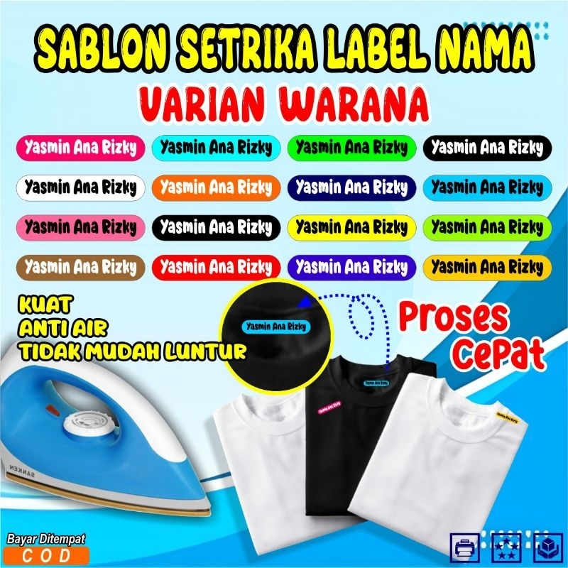Jual Sticker nama sablon setrika,sablon label nama,sablon nama,sablon ...