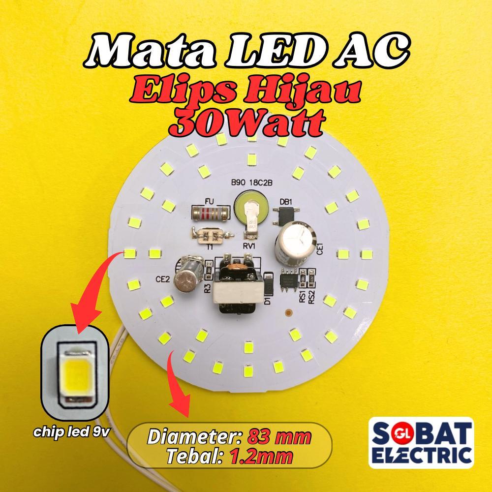 Jual PCB AC Mata LED Elips Warna Hijau - Mata Lampu LED Cahaya Hijau ...