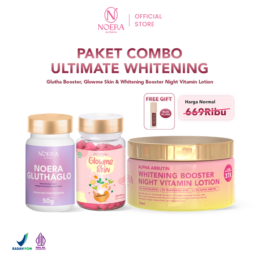 Jual Noera Paket Combo Ultimate Whitening | Glow Me Skin Improve Formula & Glutha Booster ...