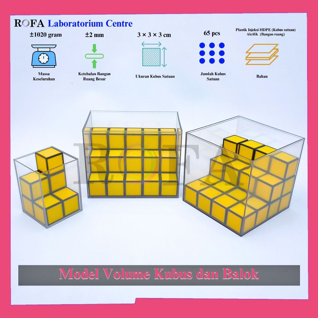 Jual Model Volume Kubus dan Balok / Alat Percobaan Volume Bangun Ruang ...