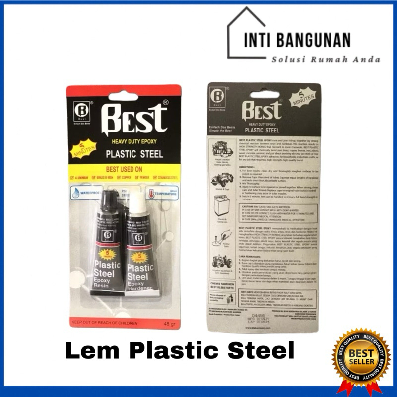Jual Lem Plastic Steel Best 5 Menit 48gr Epoxy Adhesive Besi Hitam ...