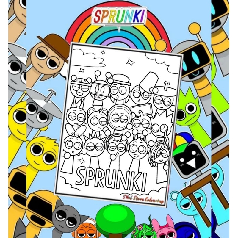 Jual KERTAS GAMBAR MEWARNAI SPRUNKI COLLECTION V1 ISI 11 LEMBAR GAMBAR ...