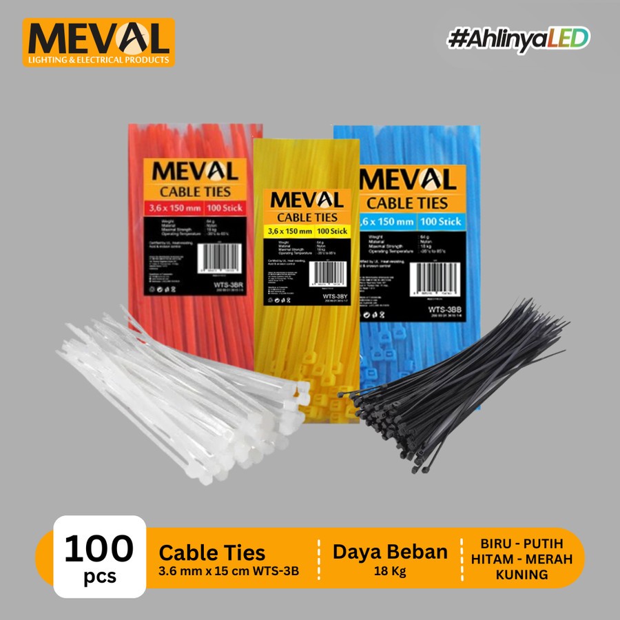 Jual MEVAL Kabel Ties 3,6mm Cable Ties 15cm isi 100pcs | Shopee Indonesia