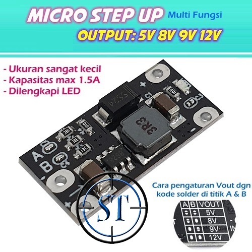 Jual Micro Step Up Boost in 2.5v 3.7v out 5v 8v 9v 12v DC Power Supply Battery Lithium 18650 ...