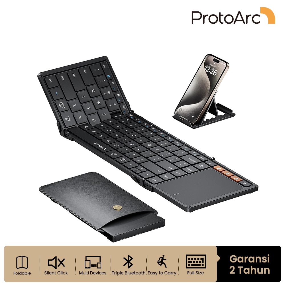 Jual Protoarc Xk01 Tp Foldable Keyboard Lipat Wireless Triple Bluetooth Trackpad Full Size