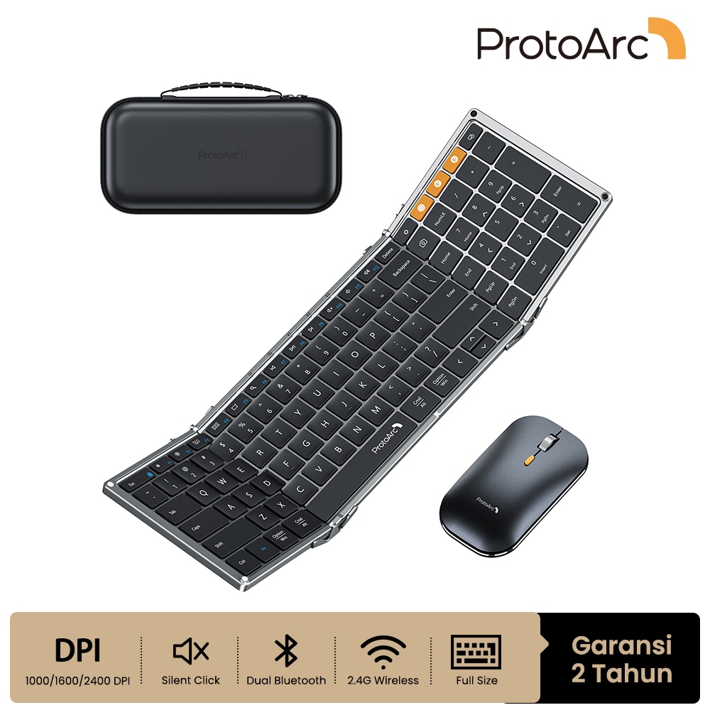 Jual ProtoArc XKM01 Foldable Keyboard Lipat and Mouse Wireless 2.4G ...