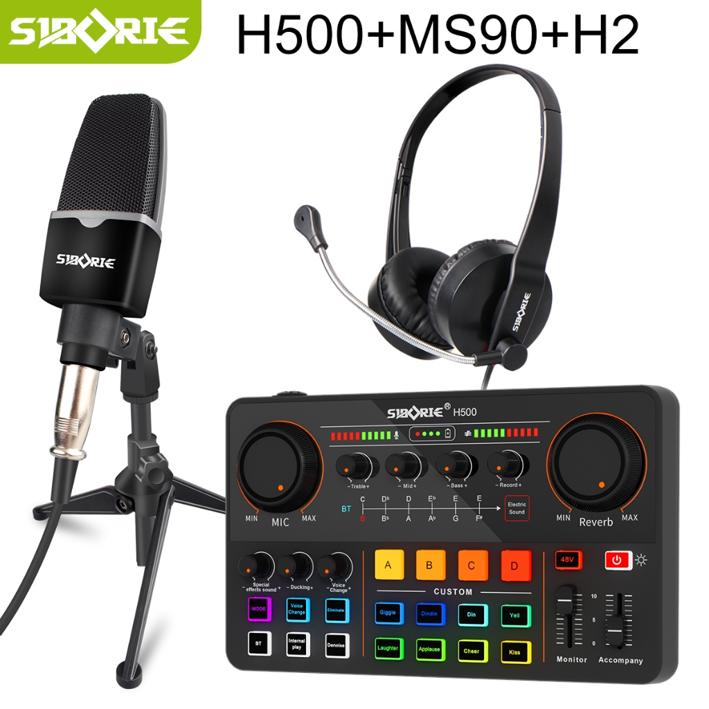 Jual Siborie【COD】Tingkat tinggi Paket Lengkap H500 Sound Card+MS90 Mic ...