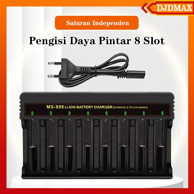 Jual DJDMax Pengisi Daya Baterai Charger 18650 Fast Charging 8 Slot Baterai 18650 AA AAA Smart ...