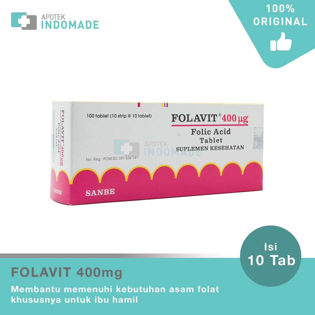Jual Folavit 400 mcg 1 Strip @10 Tablet / Asam Folat / Vitamin Ibu ...