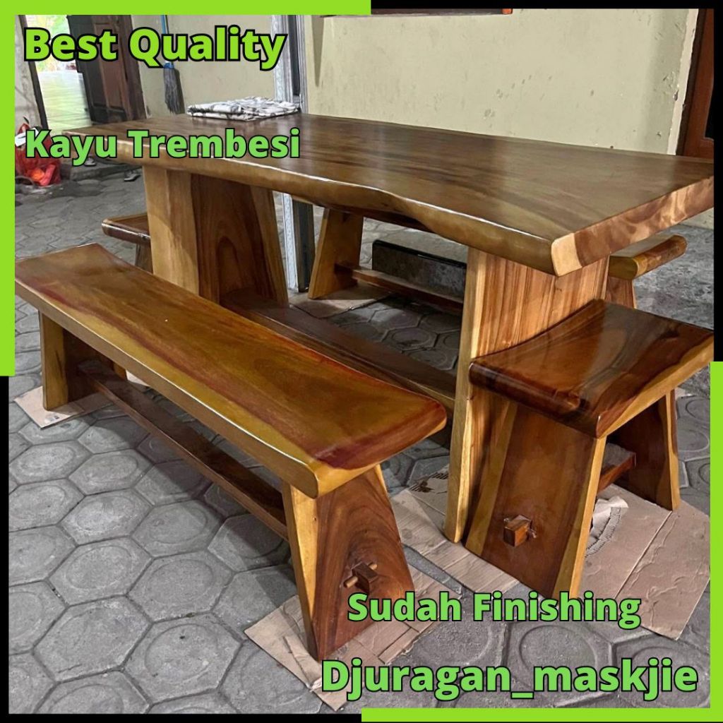 Jual Meja makan kayu solid minimalis untuk cafe rensto villa hotel kayu trembesi suar meh model ...