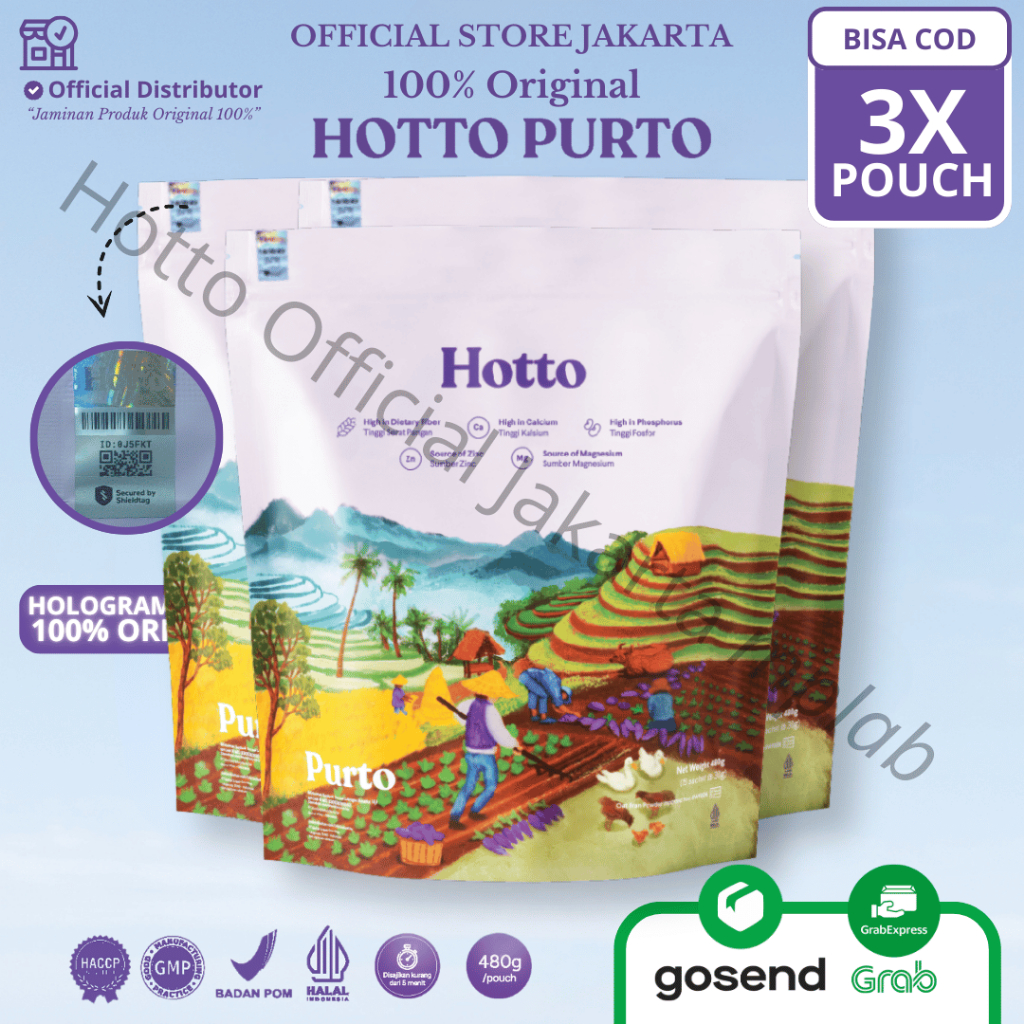 Jual [Official Hotto] Hotto Purto Multigrain 3 Pouch (48 SACHET) 100% ...