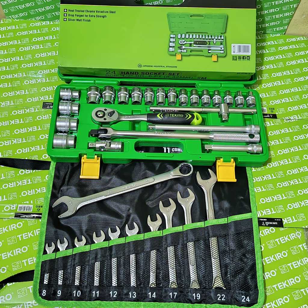 Jual TEKIRO Paket Lengkap Kunci Sok Set 24pcs 8-32mm 6pt 1/2inci + Kunci Ring Pas Set 11pcs 8 ...