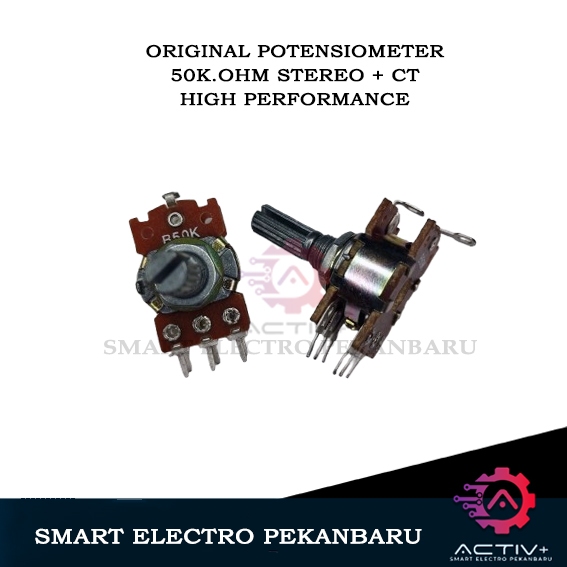 Jual ORIGINAL 50K-OHM STEREO + CT POTENSIO B50K-CT CENTER TAP TANDUK ...