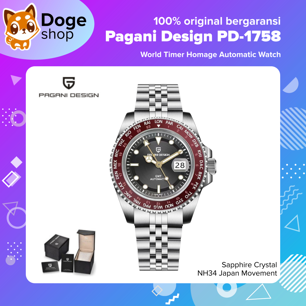 Jual Pagani Design PD-1758 World Timer GMT NH34 Japan Movement ...