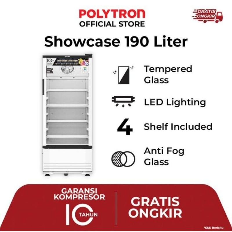 Jual SHOWCASE POLYTRON 4RAK SCN-190 190LITER DISPLAY COOLER POLYTRON ...