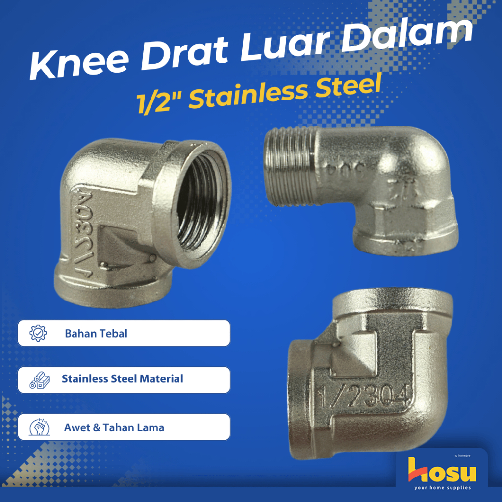 Jual HOSU Elbow Knee Drat Luar Dalam 1/2" Inch Stainless Steel / Siku L ...