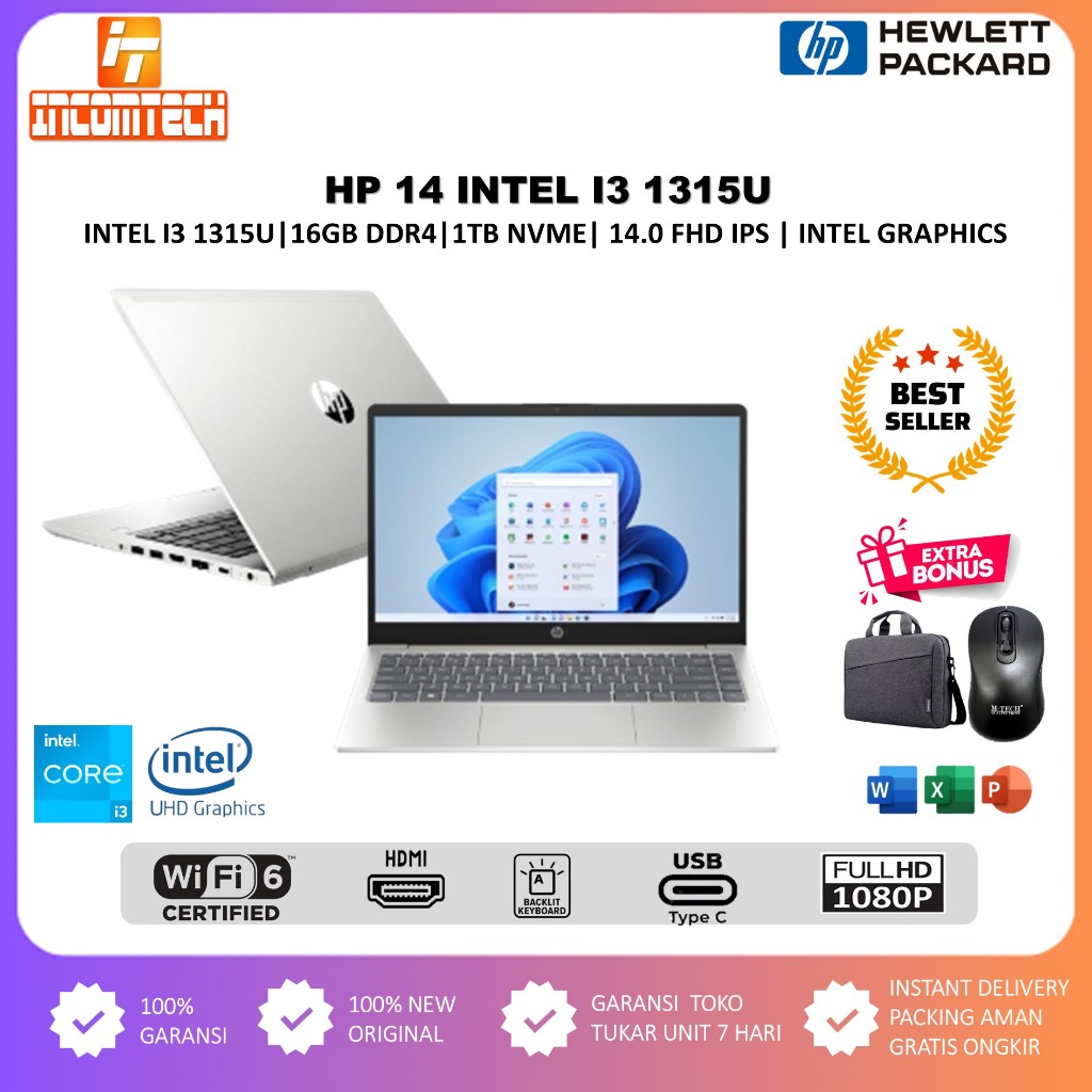 Jual Laptop HP 14s Intel Core i3 1315U RAM 16GB 512GB SSD 14" FHD Ips ...