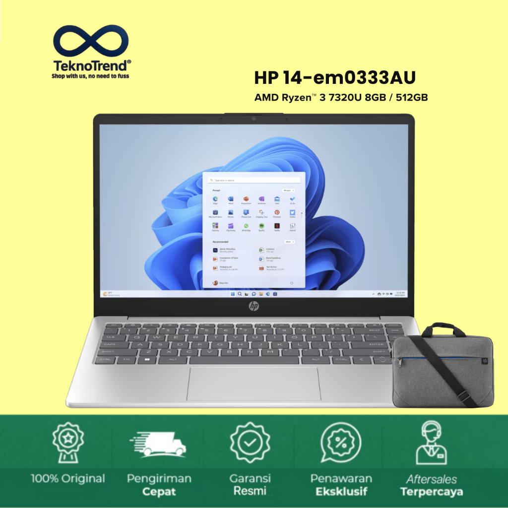 Jual HP 14 inch Laptop 14-em0333AU R3-7320U 8GB/512GB 14" FHD IPS ...