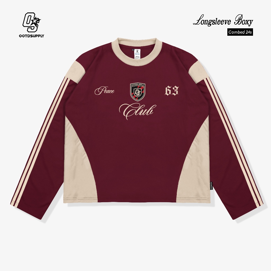 Jual OOTDSUPPLY Longsleeve Boxy Slava Peace Club Maroon l Atasan Boxy ...