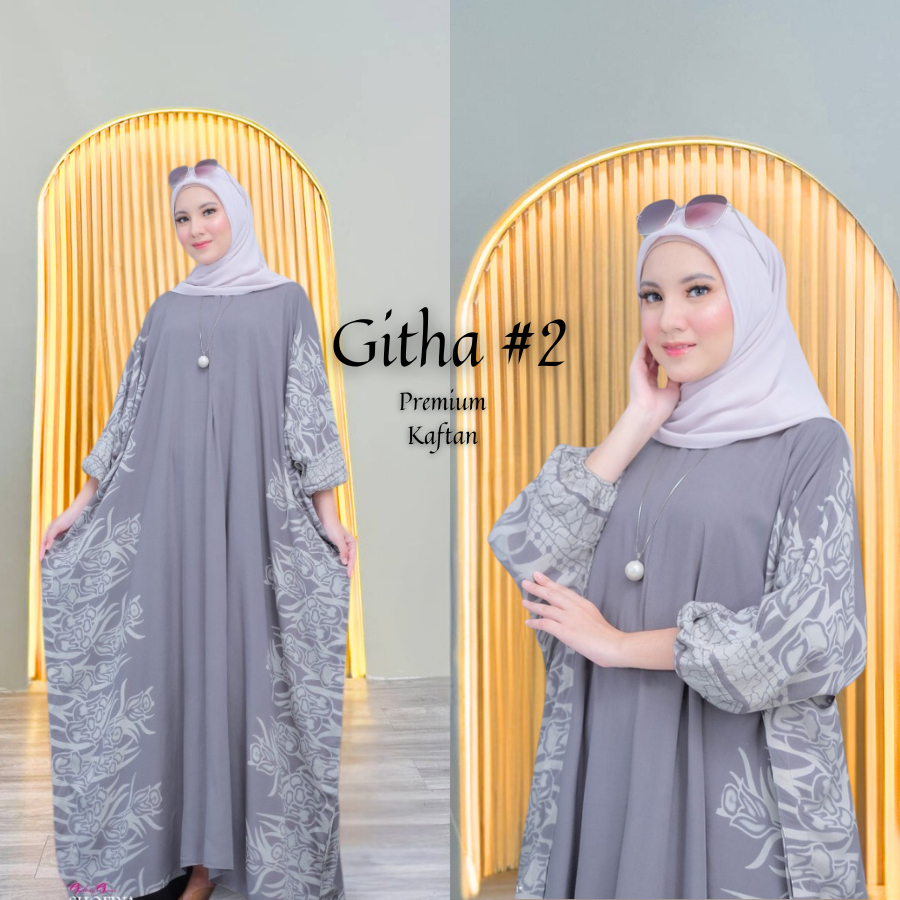 Jual Kaftan Wanita Simple Elegan LD 170 cm Motif Githa Terbaru Jumbo Terbaru Kekinian XXXL Bahan ...