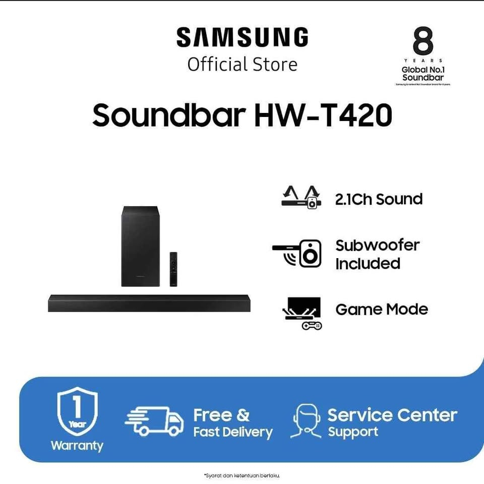 Jual Samsung Soundbar HW-T420 2.1 Ch, 150 W 2020 dolby digital ...